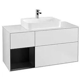 Villeroy & Boch Villeroy und Boch Finion Waschtischunterschrank F411PDMT 120cm, Abdeckplatte white matt, Regal links Black matt lacquer, White matt lacquer