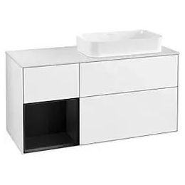 Villeroy & Boch Villeroy und Boch Finion Waschtischunterschrank G271PDGF 120cm, Abdeckplatte white matt, Emotion, Regal links Black matt lacquer, Glossy white lacquer