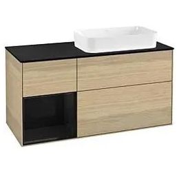 Villeroy & Boch Villeroy und Boch Finion Waschtischunterschrank G272PHPC 120cm, Abdeckplatte black matt, Emotion, Regal links Glossy Black Lacquer, Oak Veneer