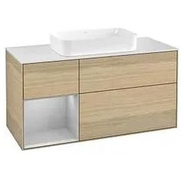 Villeroy & Boch Villeroy und Boch Finion Waschtischunterschrank G291GJPC 120cm, Abdeckplatte white matt, Emotion, Regal links Light grey matt, Oak Veneer