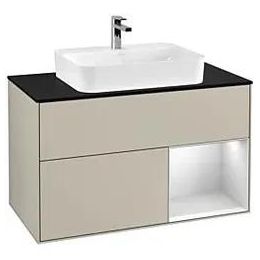 Villeroy & Boch Villeroy und Boch Finion Waschtischunterschrank G372MTHH 100cm, Abdeckplatte black matt, Emotion, Regal rechts White matt lacquer, Sand Matt Lacquer