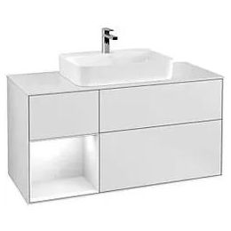 Villeroy & Boch Villeroy und Boch Finion Waschtischunterschrank G411GFMT 120cm, Abdeckplatte white matt, Emotion, Regal links Glossy white lacquer, White matt lacquer