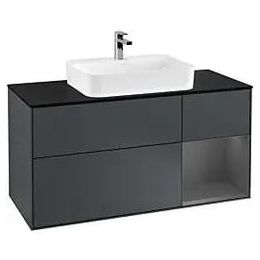 Villeroy & Boch Villeroy und Boch Finion Waschtischunterschrank G422GKHG 120cm, Abdeckplatte black matt, Emotion, Regal rechts Anthracite matt, Midnight Blue Matt Lacquer