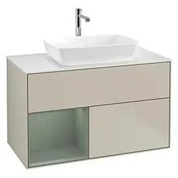 Villeroy & Boch Villeroy und Boch Finion Waschtischunterschrank G771GMHH 100cm, Abdeckplatte white matt, Emotion, Regale Olive matt lacquer, Sand Matt Lacquer