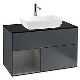 Villeroy & Boch Villeroy und Boch Finion Waschtischunterschrank G772GKHG 100cm, Abdeckplatte black matt, Emotion, Regale Anthracite matt lacquer, Midnight Blue Matt Lacquer