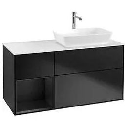 Villeroy & Boch Villeroy und Boch Finion Waschtischunterschrank G801PDPD 120cm, Abdeckplatte white matt, Emotion, Regale Black matt lacquer, Black matt lacquer