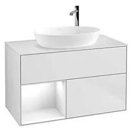 Villeroy & Boch Villeroy und Boch Finion Waschtischunterschrank G891GFMT 100cm, Abdeckplatte white matt, Emotion, Regale Glossy white lacquer, White matt lacquer