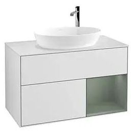 Villeroy & Boch Villeroy und Boch Finion Waschtischunterschrank G901GMMT 100cm, Abdeckplatte white matt, Emotion, Regale Olive matt lacquer, White matt lacquer