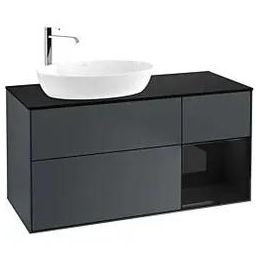 Villeroy & Boch Villeroy und Boch Finion Waschtischunterschrank G932PHHG 120cm, Abdeckplatte black matt, Emotion, Regale Glossy black lacquer, Midnight Blue Matt Lacquer