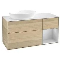 Villeroy & Boch Villeroy und Boch Finion Waschtischunterschrank GA51GJPC 120cm, Abdeckplatte white matt, Emotion, Regale Light grey matt lacquer, Oak Veneer