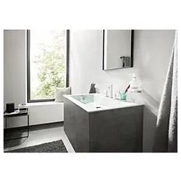 Hansgrohe Finoris 110 3-Loch-Waschtischarmatur 76033700 mit Push-Open Ablaufgarnitur, mattweiß