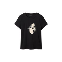 Tom Tailor Damen T-Shirt mit Print, schwarz, Print, Gr. M