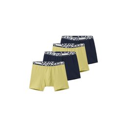 Tom Tailor Herren Mittellange Boxer im 4er-Pack, grün, Uni, Gr. 4