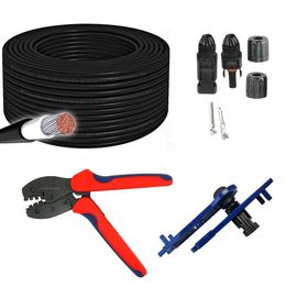 ARLI Solaranlage 100m Solarkabel 4 mm² H1Z2Z2-K + Crimzange + 10 Paar Solarstecker, (100m, 1-St., Kabel), Solar Kabel Werkzeug Set