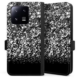 DeinDesign Handyhülle Glitzer Look Schneeflocken Muster Snow Fall Glitter Look, Xiaomi 13 Hülle Handy Flip Case Wallet Cover Handytasche Leder
