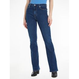 Bootcut-Jeans Tommy Hilfiger Gr. 25, Länge 32, blau (mid blue) Damen Jeans mit Bügelfalten