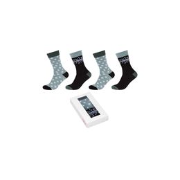 s.Oliver Damen Socken "Weihnachtssockenbox 4er Pack", Gr. 36, schwarz, 75% Baumwolle, 23% Polyamid, 2% Elasthan, gemustert, Socken