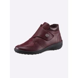 Damen Stiefelette, Gr. 40, rot, Glattleder, Leder, Textil, Schuhe