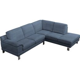 Ecksofa Egoitaliano, B:240cm H:84cm T:212cm, blau, Luxus-Micofaser Lederoptik (100% Polyester) ist ein neues technisches Gewebe mit einem visuellen