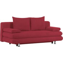 Schlafsofa GUTMANN FACTORY, B:196cm H:74cm T:90cm, rot, 100% Polyester, Wohnzimmer, Sofas