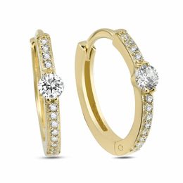 dKeniz Damen Paar Creolen "Creolen Solit&auml;r 925/- Sterling Silber", one-size, Silber 925 (Sterlingsilber), gold, Silber 925 (Sterlingsilber), Ohrringe