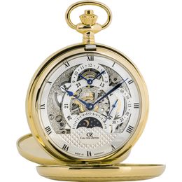 Taschenuhr Carl von Zeyten "Alb" Taschenuhren goldfarben Damen Mechanische Uhr, Handaufzug, Skelettuhr, Mondphase, Made in Germany