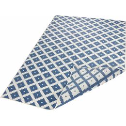 Teppich NORTHRUGS "Nizza" Teppiche Gr. B/L: 200 cm x 290 cm, 5 mm, 1 St., blau (blau, creme) In-& Outdoor, Wetterfest, Balkon, Garten, Wohnzimmer, Wasserfest