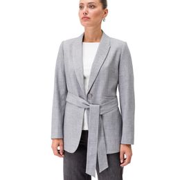 Kurzblazer Zero "Zero Blazer mit Bindegürtel" Gr. 42, grau (grey melange) Damen Blazer Gürtel