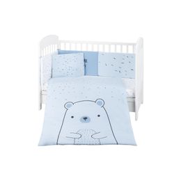 Kikkaboo Babybettw&auml;sche B&auml;r 6-tlg. Decke 135 x 95 Kissen 45 x 35 Laken 120 x 60 blau