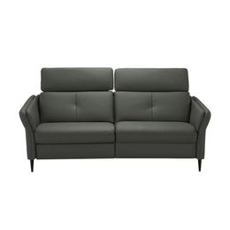 Höffner Ledersofa 3-sitzig Cedrik ¦ grau ¦ Maße (cm): B: 198 T: 95