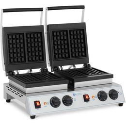 ROYAL CATERING Doppel-Waffeleisen belgisches Waffeleisen Waffelmaschine rechteckig 2 x 1.500 w