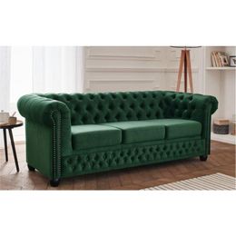 William - chesterfield sofa - 3-sitzer - aus samt - grün