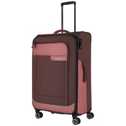 Weichgepäck-Trolley Travelite "VIIA L" Gr. B/H/T: 47 cm x 77 cm x 30 cm 91 l, rosa (frühlingsrose) Koffer Reisegepäck Trolley groß Weichschallenkoffer TSA Schloss