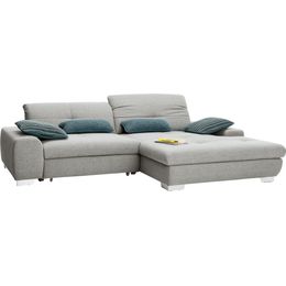 Ecksofa "SO 1200 inkl. Sitztiefen- & R&uuml;ckenverstellung f&uuml;r hohen Sitzkomfort", grau (hellgrau gba 9), B:276cm H:89cm T:198cm, 100% Polyester, SET ONE BY Musterring, Sofas, Ecksofa, wahlweise mit Bettfunktion und Stauraum, L-Form, auch in Cord Bezug, Topseller