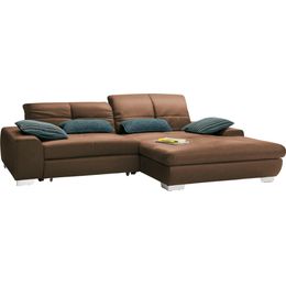 Ecksofa "SO 1200 inkl. Sitztiefen- & R&uuml;ckenverstellung f&uuml;r hohen Sitzkomfort", braun (nussbraun gdu 24), B:276cm H:89cm T:198cm, 100% Polyester, SET ONE BY Musterring, Sofas, Ecksofa, wahlweise mit Bettfunktion und Stauraum, L-Form, auch in Cord Bezug, Topseller