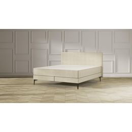 EMMA Elite Boxspringbett - Beige - 200x200 cm - Kopfteil Kissen - Metall Füße