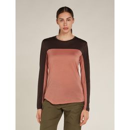 Icebreaker Merinomix 125 Cool-Lite™ Sphere Langarmshirt Colour Block - Frau - Cedar Wood/bittersweet - Größe M