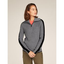 Icebreaker Merino Lodge Half-Zip-Pullover - Frau - Gritstone Heather/black - Größe L