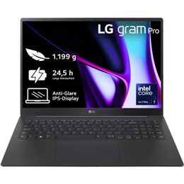 LG Business-Notebook "Gram 16" Ultralight Laptop, IPS-Display, 16 GB RAM, Windows 11 Home" Notebooks 16Z90SP-G.AA78G, 2024 Gr. 16 GB RAM 1000 GB SSD, Core Ultra 7, schwarz