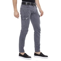 Cipo & Baxx Slim-fit-Jeans CIPO & BAXX Gr. 32, Länge 34, grau Herren Jeans mit Seitentaschen