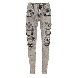 Cipo & Baxx Bequeme Jeans CIPO & BAXX Gr. 33, Länge 32, grau Herren Jeans mit Cargo Taschen in Slim Fit