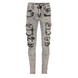 Cipo & Baxx Bequeme Jeans CIPO & BAXX Gr. 31, Länge 32, grau Herren Jeans mit Cargo Taschen in Slim Fit