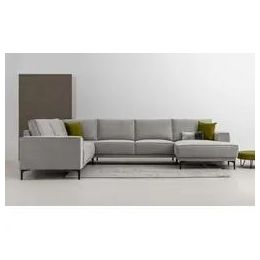 Wohnlandschaft Places of Style "Oland" Sofas Gr. B/H/T: 342cm x 85cm x 260cm, Chenille, Recamiere rechts, grau (light grey) U-Form, im zeitlosem Design und hochwertiger Verabeitung