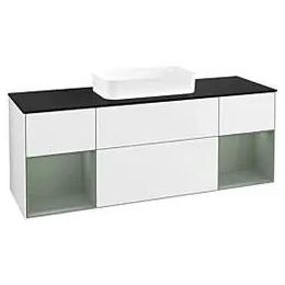 Villeroy & Boch Villeroy und Boch Finion Waschtischunterschrank F742GMGF 160x60,3x50,1cm, Regale Olive matt lacquer, Glossy white lacquer