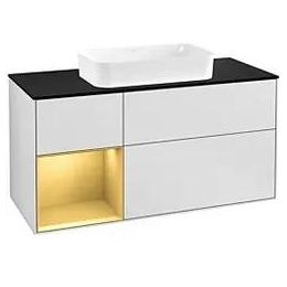 Villeroy & Boch Villeroy und Boch Finion Waschtischunterschrank F292HFMT 120cm, Abdeckplatte black matt, Regal links Gold matt, White matt lacquer