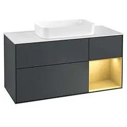 Villeroy & Boch Villeroy und Boch Finion Waschtischunterschrank F301HFHG 120cm, Abdeckplatte white matt, Regal rechts Gold matt, Midnight Blue Matt Lacquer