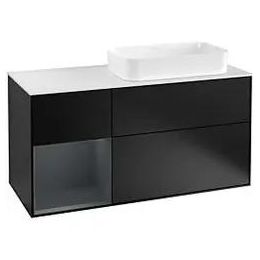 Villeroy & Boch Villeroy und Boch Finion Waschtischunterschrank G271HGPD 120cm, Abdeckplatte white matt, Emotion, Regal links Midnight Blue Matt Lacquer, Black matt lacquer