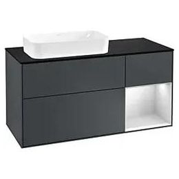 Villeroy & Boch Villeroy und Boch Finion Waschtischunterschrank G282MTHG 120cm, Abdeckplatte black matt, Emotion, Regal rechts White matt lacquer, Midnight Blue Matt Lacquer