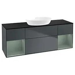 Villeroy & Boch Villeroy und Boch Finion Waschtischunterschrank GD02GMHG 120cm, Abdeckplatte black matt, Emotion, Regale Olive matt lacquer, Midnight Blue Matt Lacquer