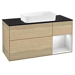 Villeroy & Boch Villeroy und Boch Finion Waschtischunterschrank G302MTPC 120cm, Abdeckplatte black matt, Emotion, Regal rechts White matt lacquer, Oak Veneer